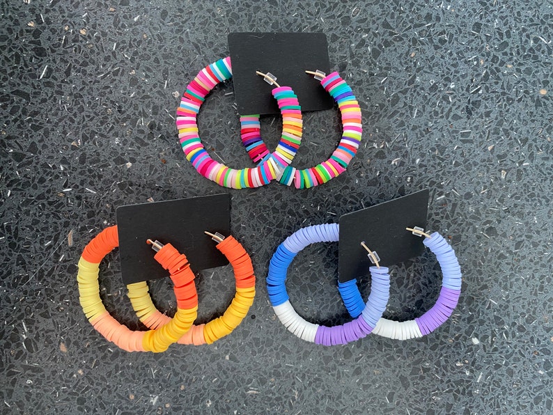 Rainbow Multicoloured Hoop Earrings Colourful Hoops Fun | Etsy UK