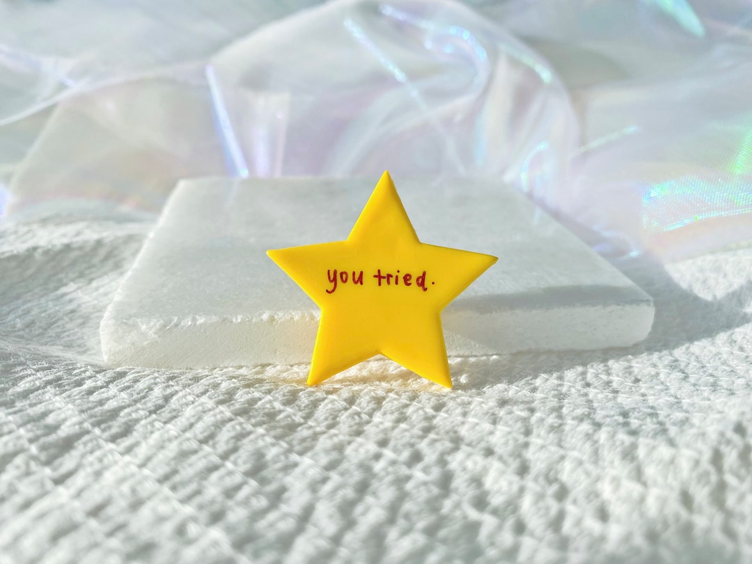 YOU TRIED PIN - Yellow: Gold Star, Well Done, Meme Teacher Gift ...