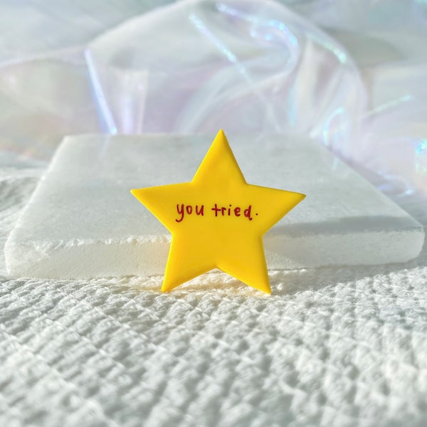 You Tried Gold Star Pin - Etsy