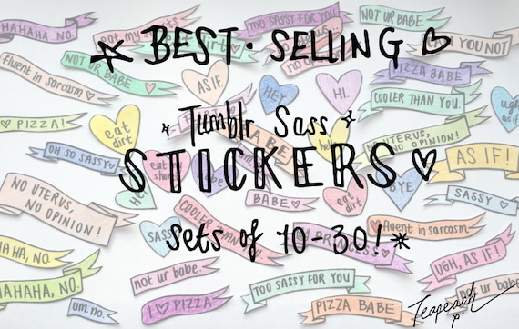 Tumblr Sass 80/90s Stickers: 6-30 Assorted Glossy Stickers | Etsy