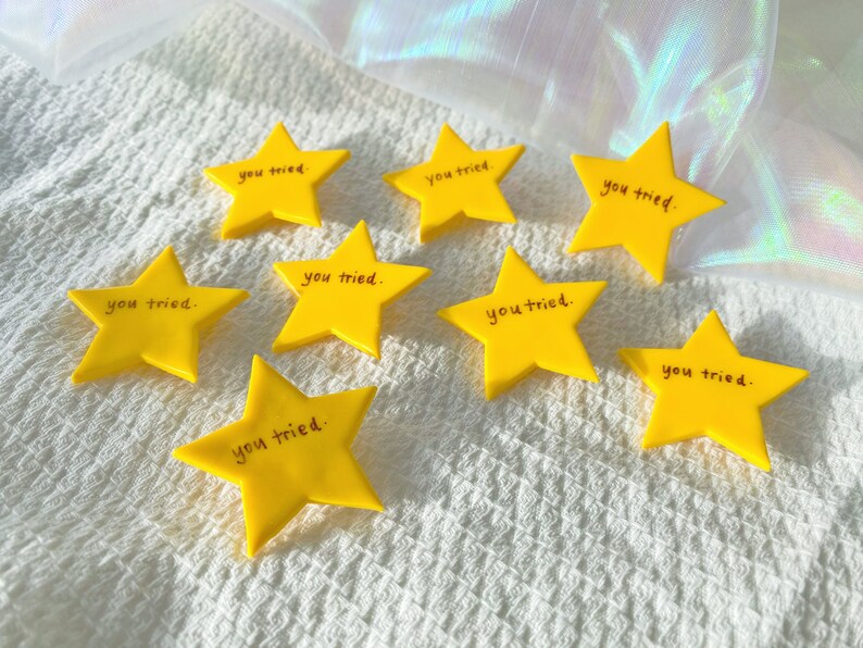 YOU TRIED PIN - Yellow: Gold Star, Well Done, Meme Teacher Gift ...