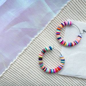 Rainbow Multicoloured Hoop Earrings | Colourful Hoops; Fun Earrings ...