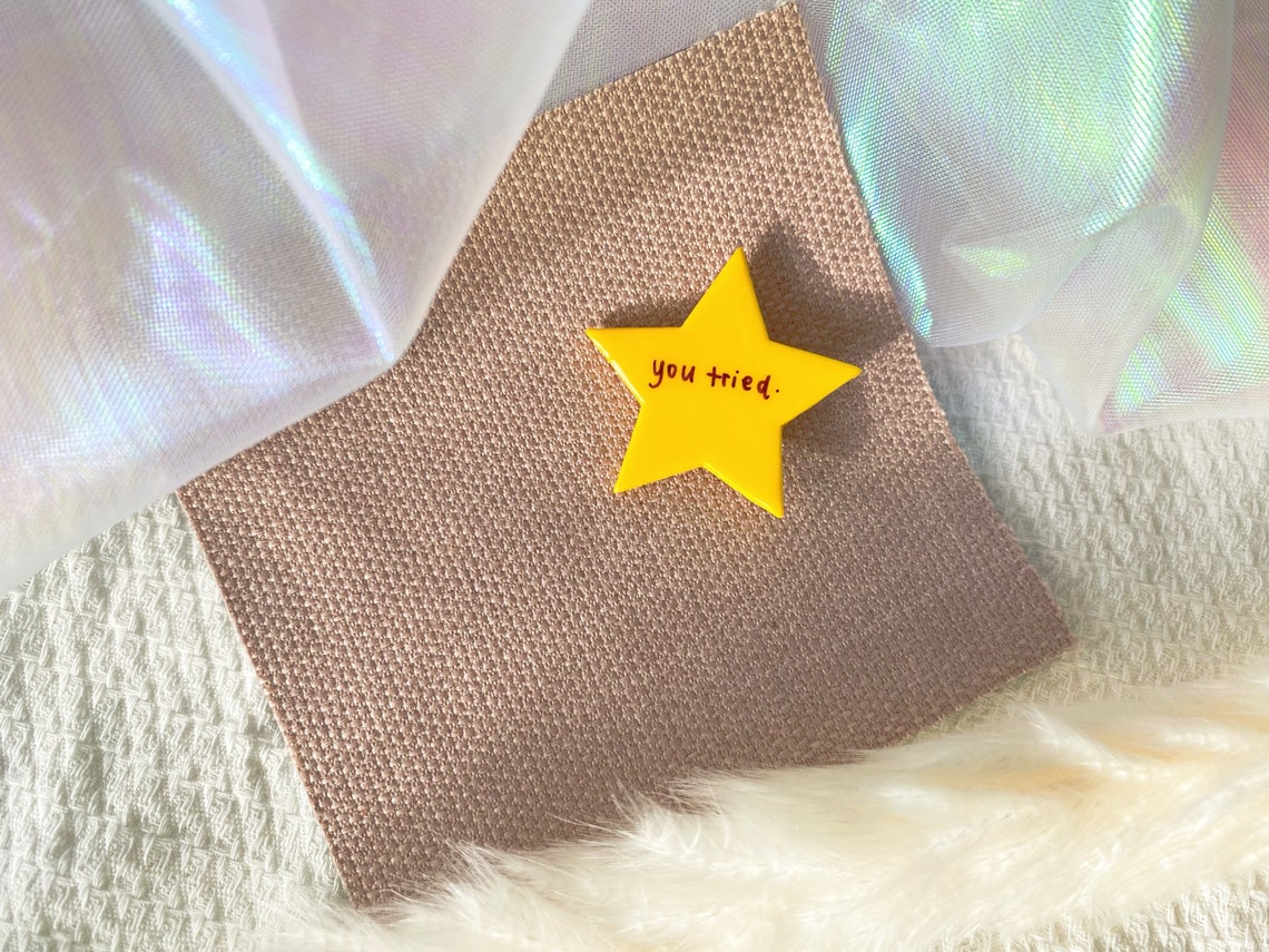 YOU TRIED PIN - Yellow: Gold Star, Well Done, Meme Teacher Gift ...