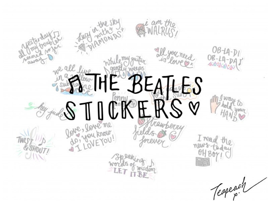 The Beatles Illustrated Sticker Set! Glossy Beatles Lyrics Stickers ...