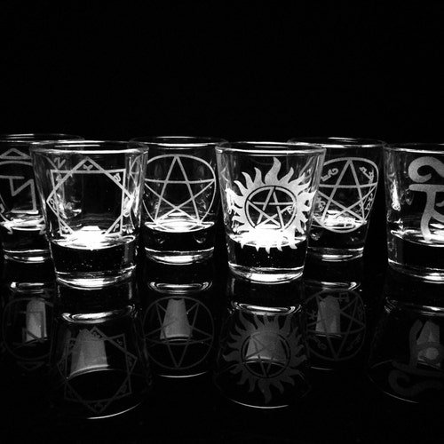 Devils Trap Etched Glass Tumbler 300ml | Etsy