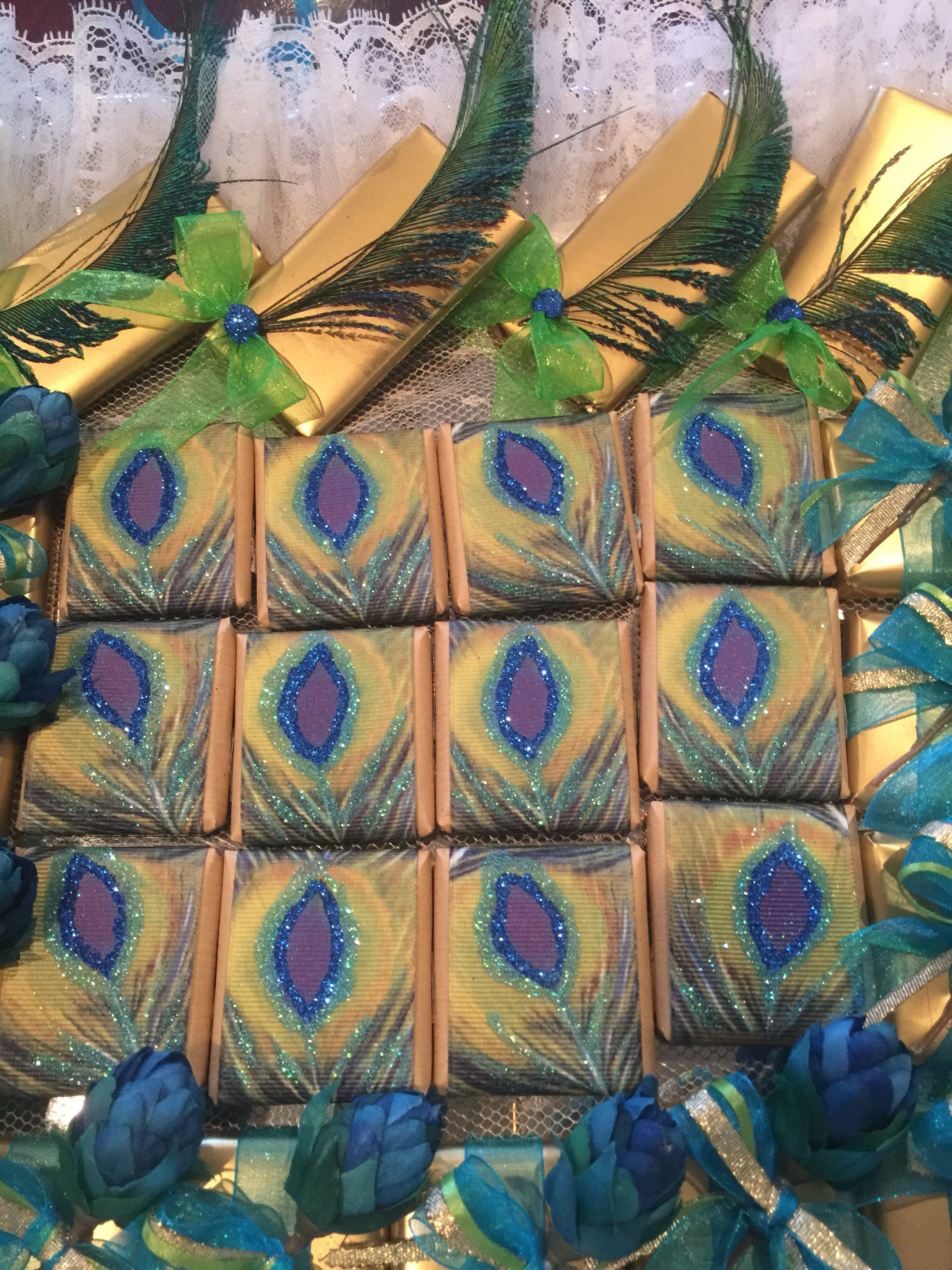 Peacock Set of 10 Pieces of Chocolate Favors Wedding - Etsy