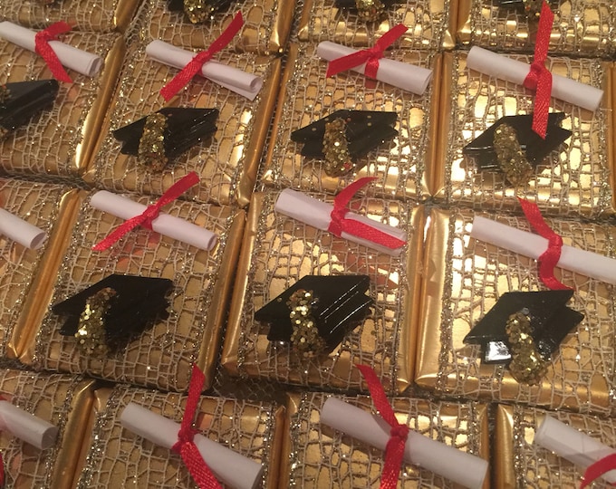 10 Graduation Favors, Graduation Chocolate, Hat and Diploma, Decorated ...