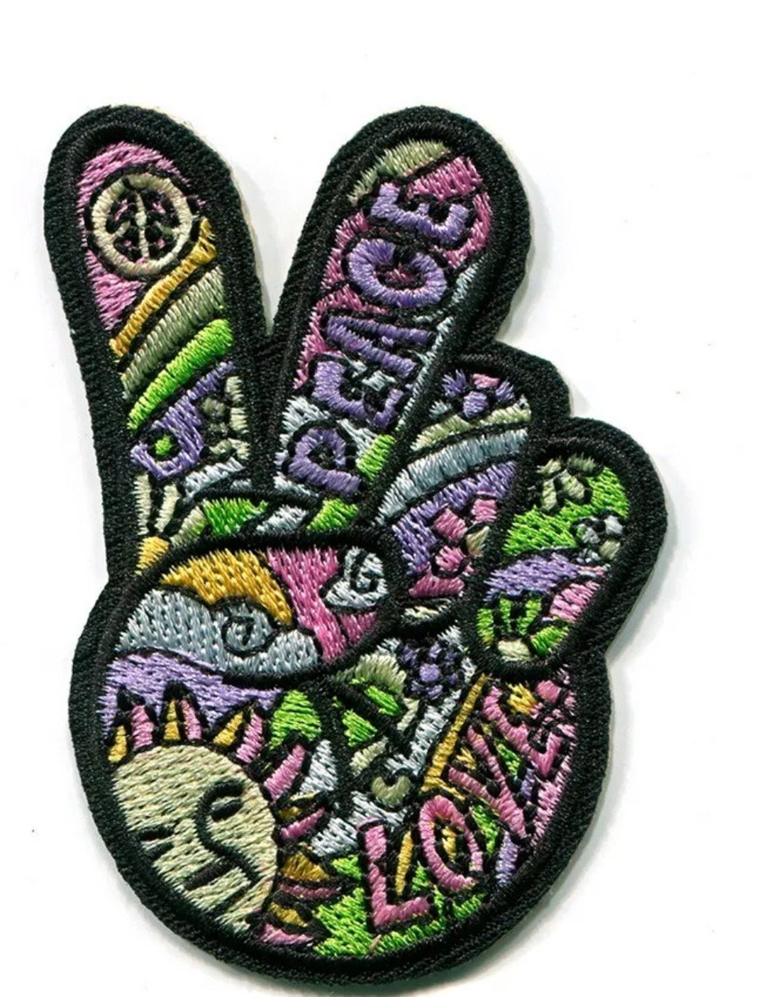 PEACE Sign Patch Hippy Fingers Iron on Patch Victory Flower Power ...