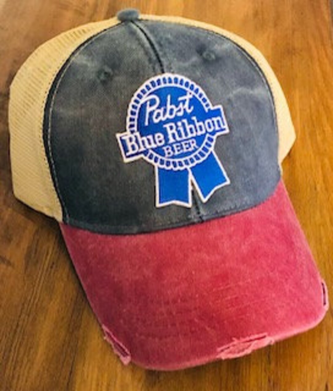 PBR Patch Sytle Hatdistressed Unisex Adjustable Pabst Blue Ribbon Cap ...