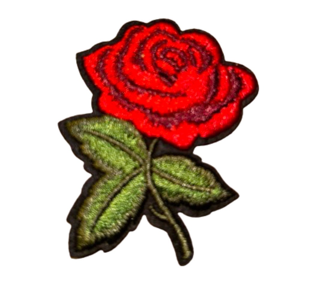 Red Rose Patch Iron on Ready Garden Flower Power Brand New Embroidered ...