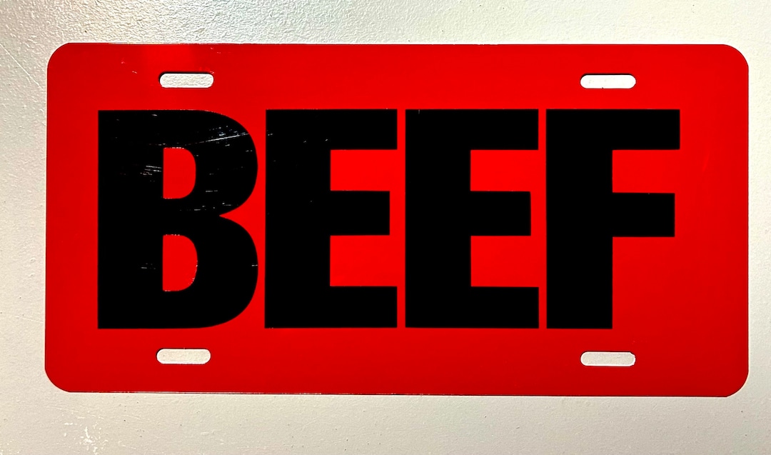 BEEF License Plate CHROME Lettering Vanity Car Tag Aluminum 6x12 Farm ...