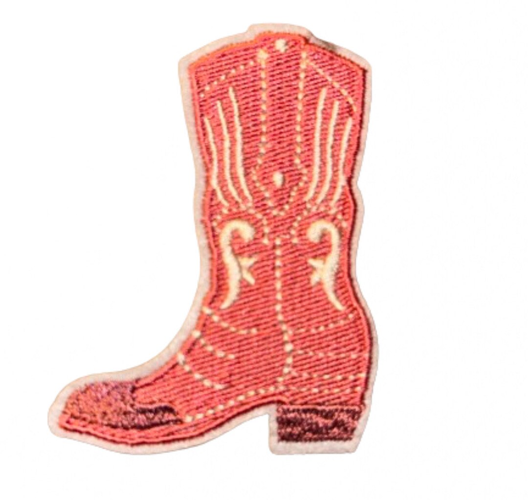 Cowboy Boot Patch Iron on Hat Bar Filler Patch Western Rodeo Pink ...