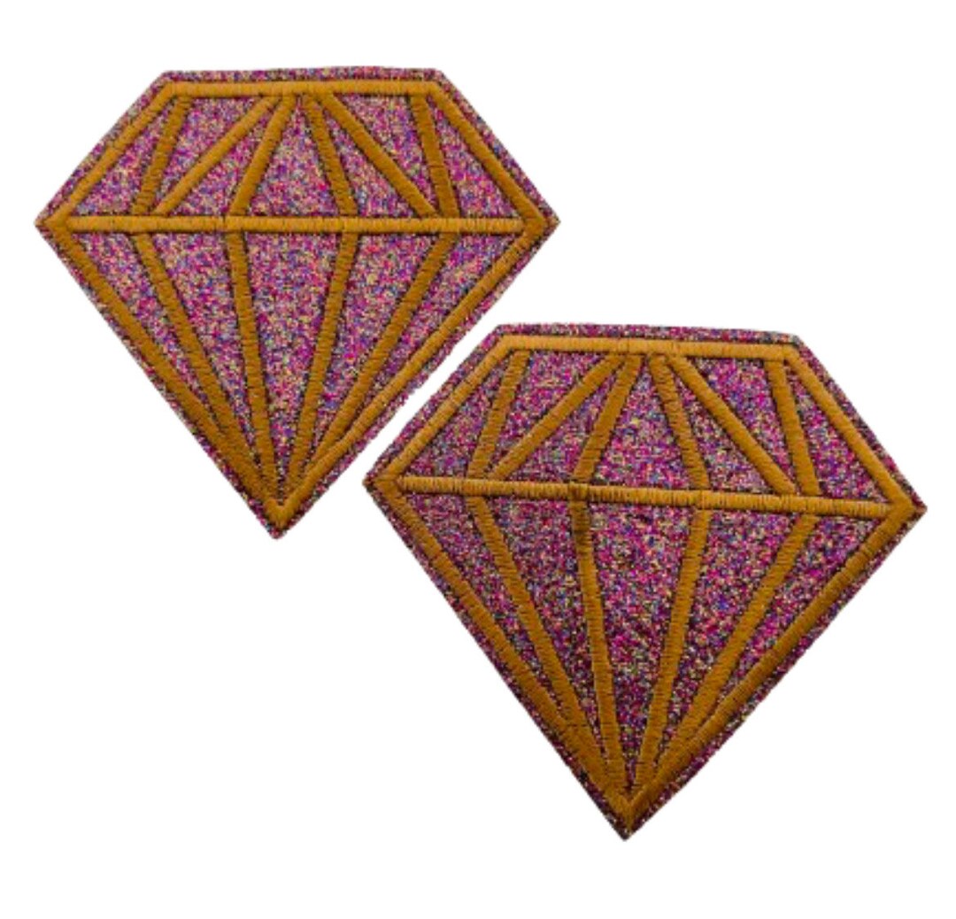 Diamond Patch Copper Iron on Ready Glitter Hat Bar Boutique Embroidered ...