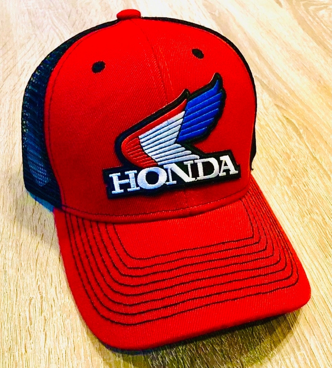 Honda Wing Structured Trucker Hat Red and Black Racing Cap Unisex ...