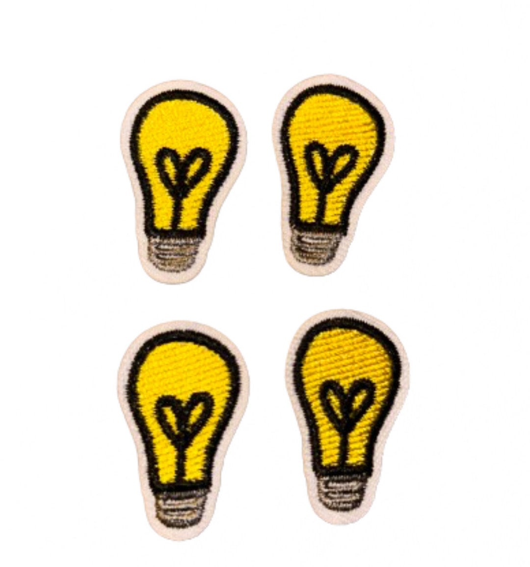 Light Bulb Patch Set of 4! Iron on Ready Patch Embroidered Filler Patch ...