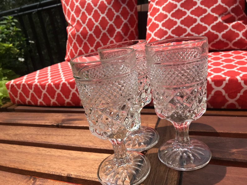 Clear Pressed Glass Goblets Etsy