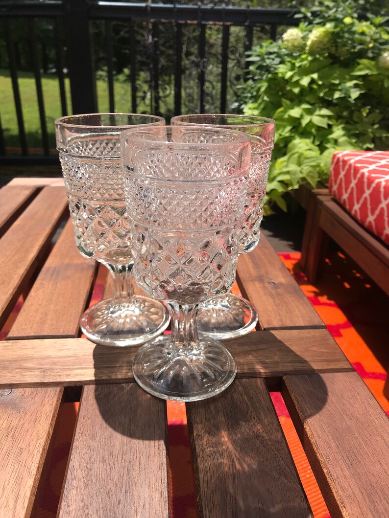 Clear Pressed Glass Goblets - Etsy