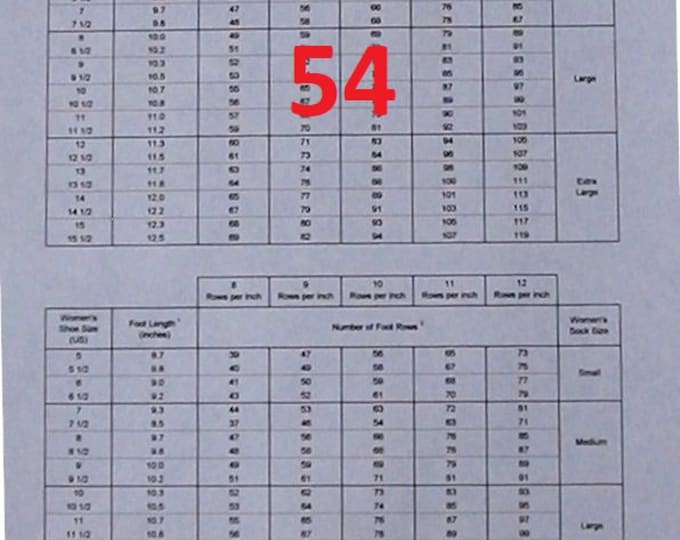 CSM Sock Knitting Chart: 72 Slot Cylinder Foot Rows (PDF Pattern ...