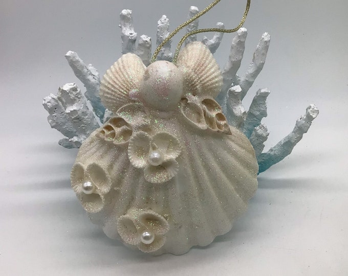 Scallop Seashell Angel I Clam Shell Glitter Angel I Seashell Christmas ...