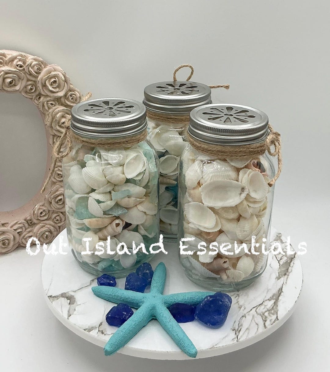 Scented Seashell and Sea Glass Jars | Handmade Shell Room Freshner ...