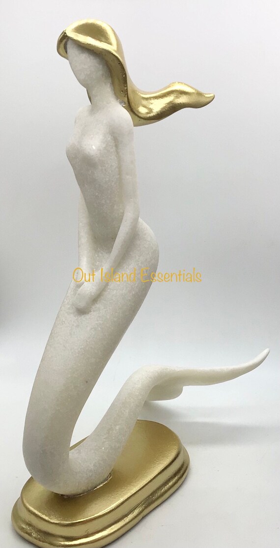 Gold Accent Mermaid Statue Mermaid Decoration Stunning - Etsy