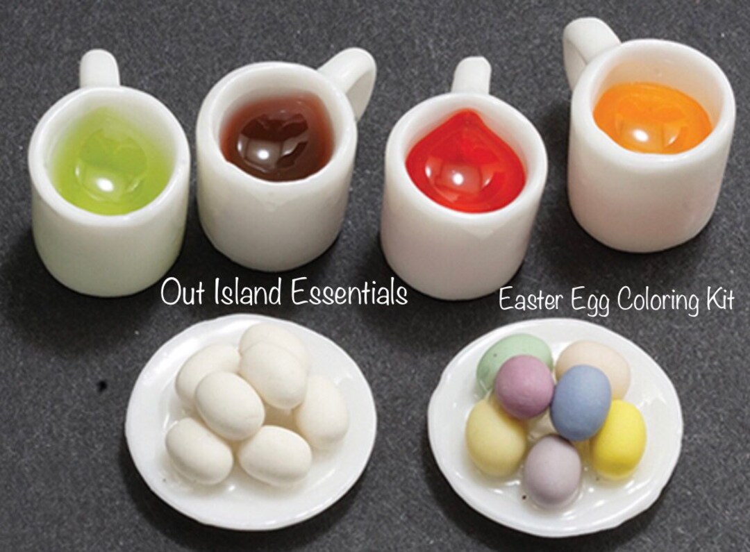 6 Pcs. Dollhouse Easter Eggs I Miniature Doll Egg Dye Kit I Miniature ...