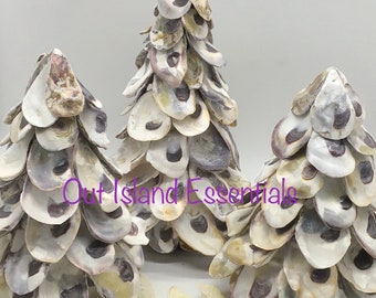 Coastal Christmas Tree Oyster Shell Ornament - Etsy