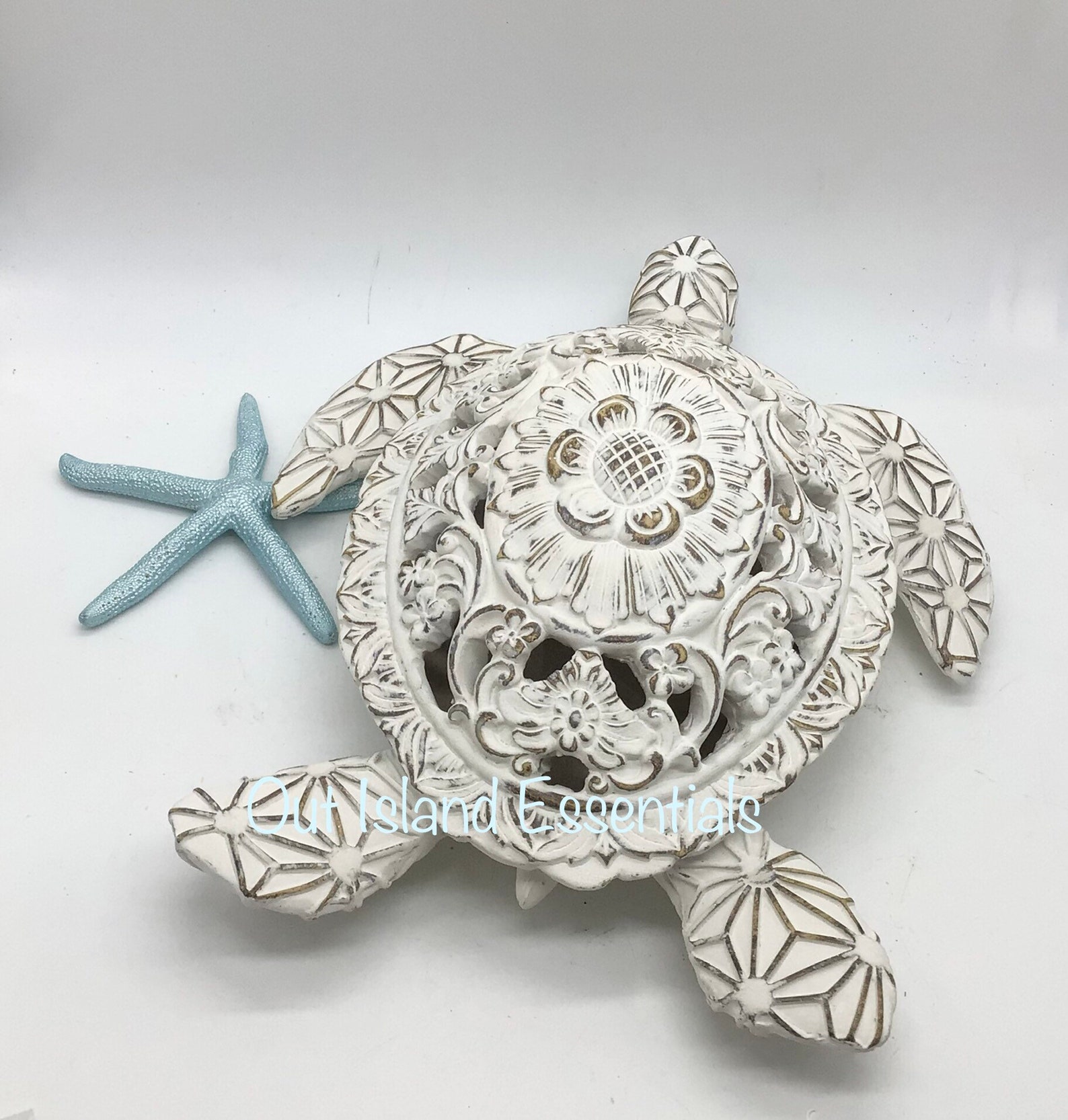 Ornate Turtle Statue I Turtle Love I Coastal Turtle Decor I Stunning ...