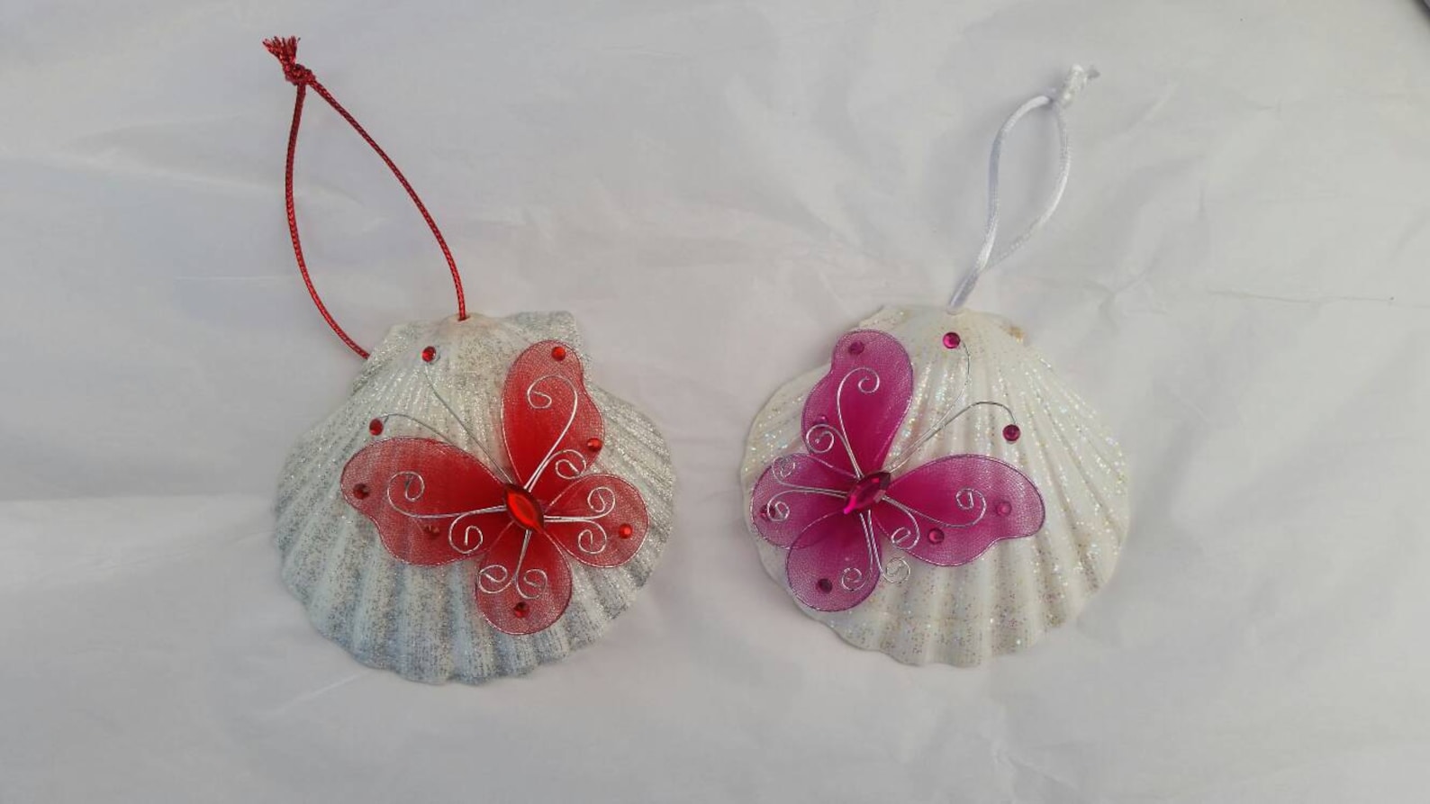 Baking Clam Seashell Ornament With Accent Ribbon Pine Cones | Etsy