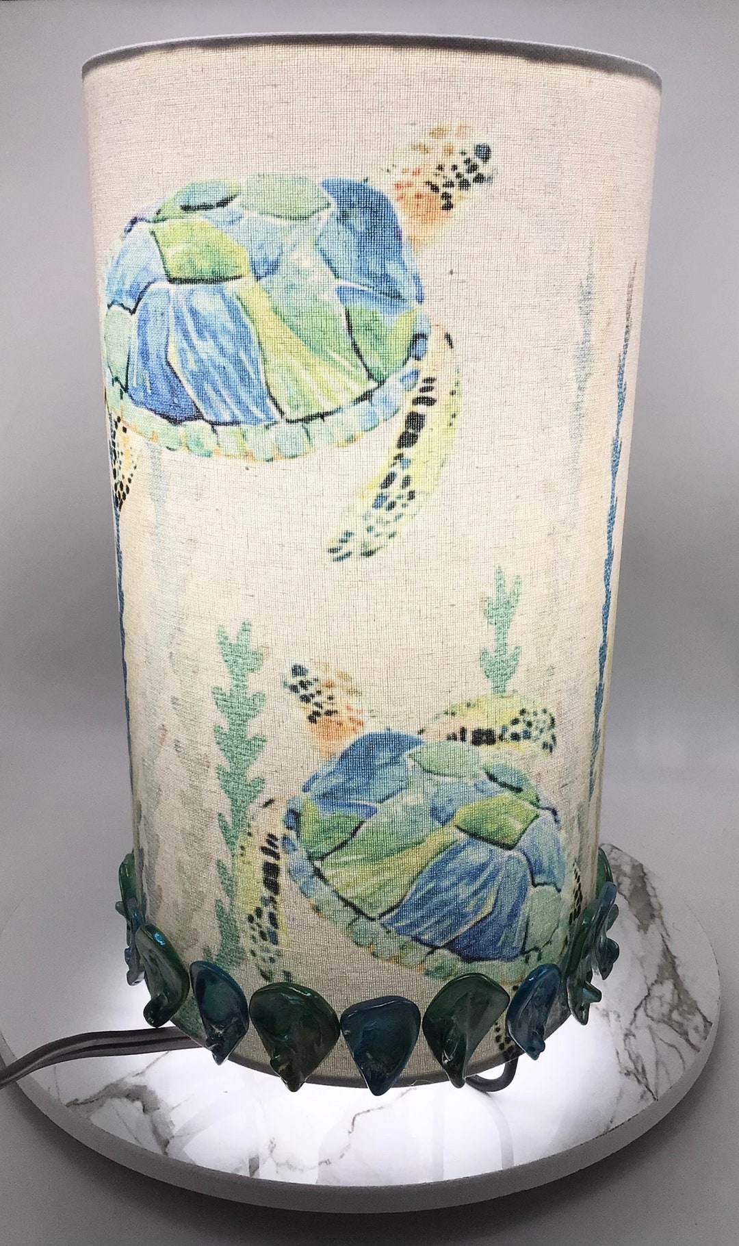 Turtle Light Polished Abalone and Turtle Lamp Loggerhead Turtle Light Coastal Lamp - Etsy