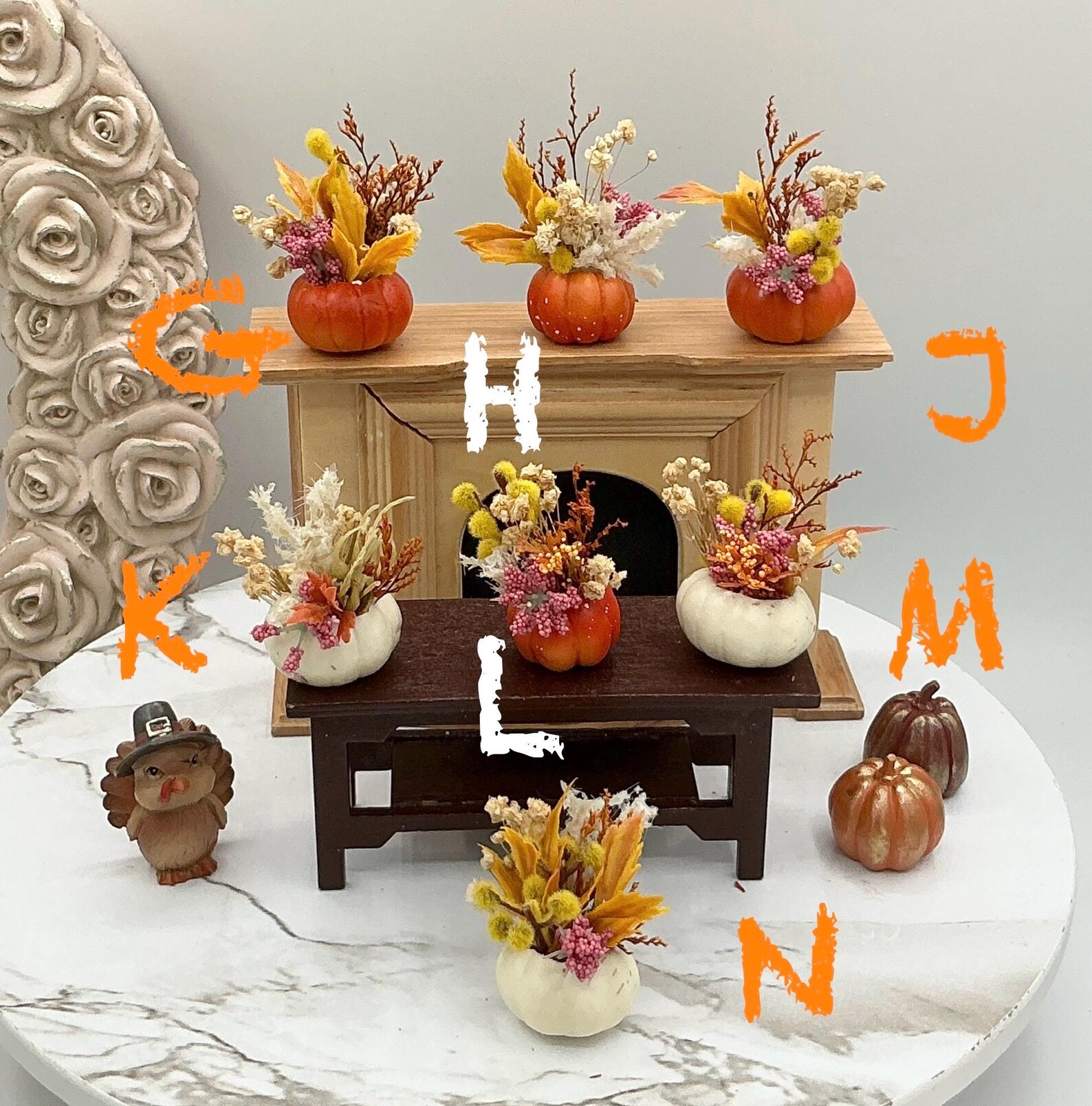 OOAK Miniature Pumpkin With Floral Arrangement I Miniature Fall ...