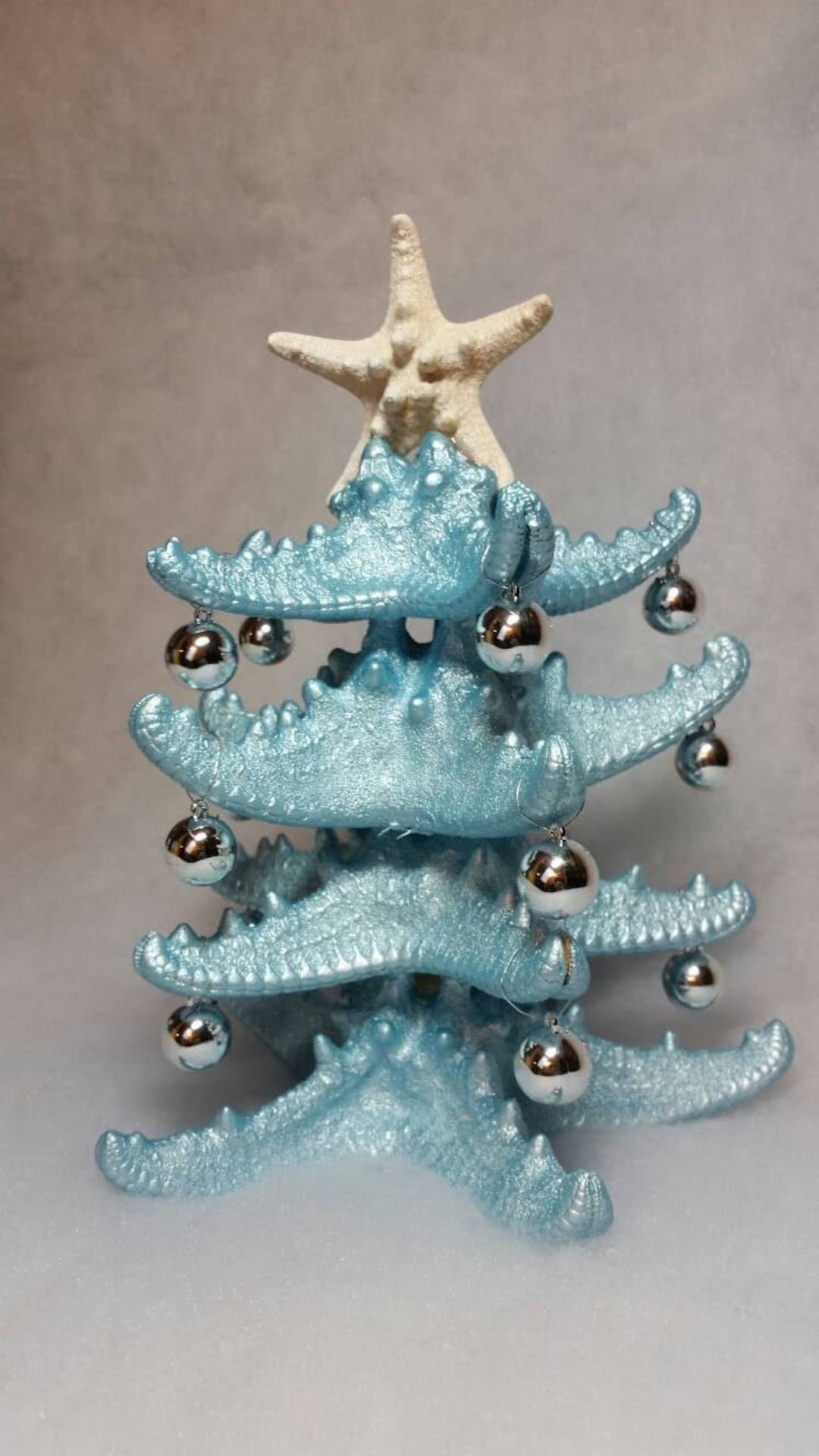 Metallic Blue Starfish Christmas Tree Decoration I Starfish Christmas ...