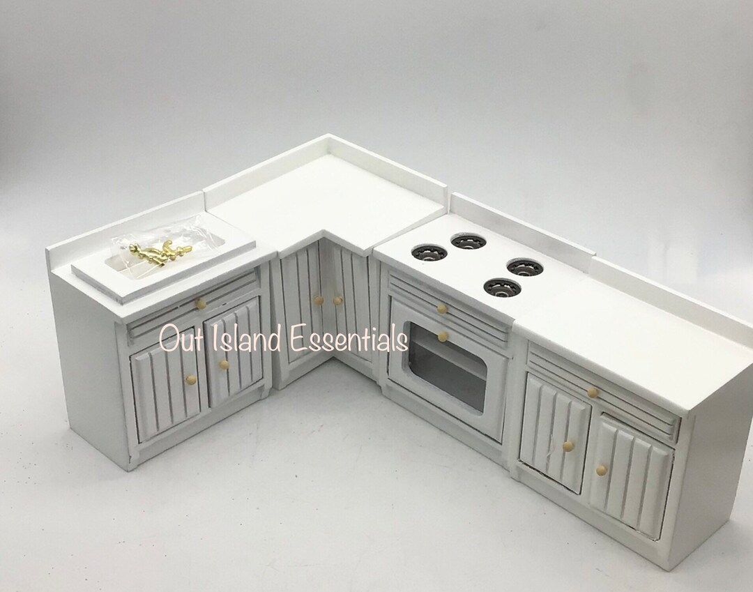 4pcs Miniature Complete Kitchen I Dollhouse Miniature White Kitchen I ...