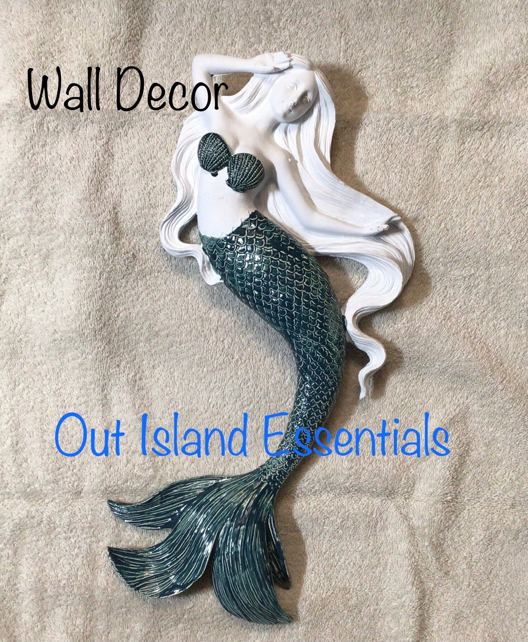 Blue Tail Mermaid I 16” Mermaid Wall Statue | Mermaid Decoration ...