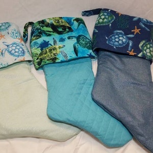 Turtle Christmas Stockings I Turtle Quilted Christmas Stocking I Beachy ...