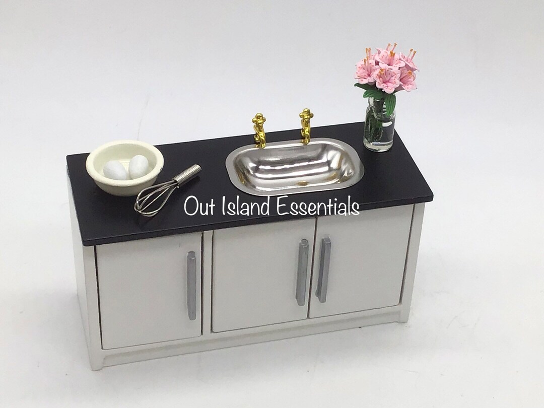 Miniature Kitchen Counter With Cupboards I Dollhouse Miniature White ...