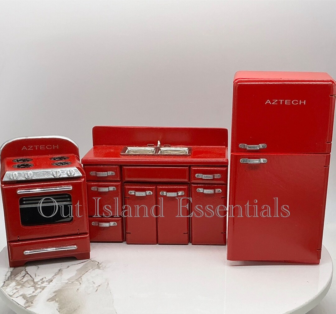 1950's Miniature Red Kitchen Appliances I 3pc Dollhouse Miniature ...