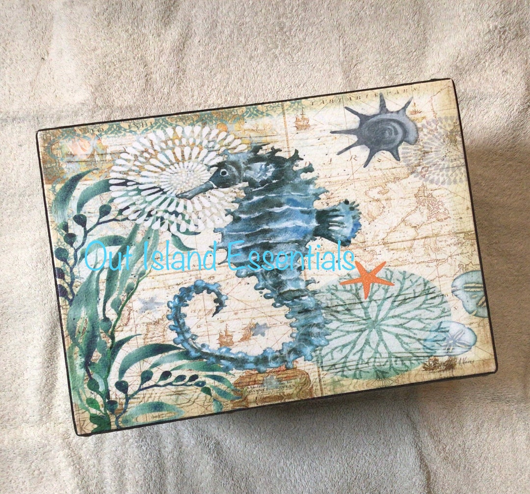 Seahorse Box I Coastal Treasure Box | Coastal Trinket Box | Coastal ...