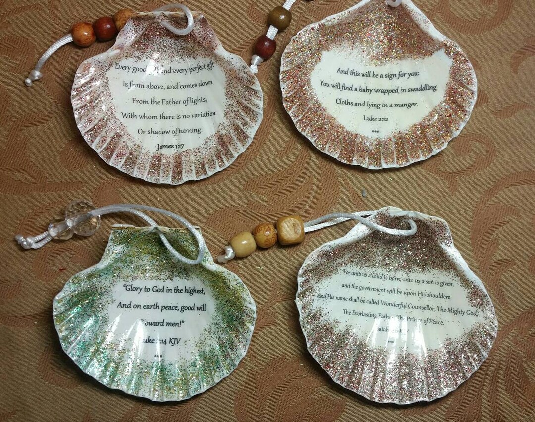 Seashell Christmas Ornament, Bible Verse Christmas Ornament, Isaiah 9V6 ...