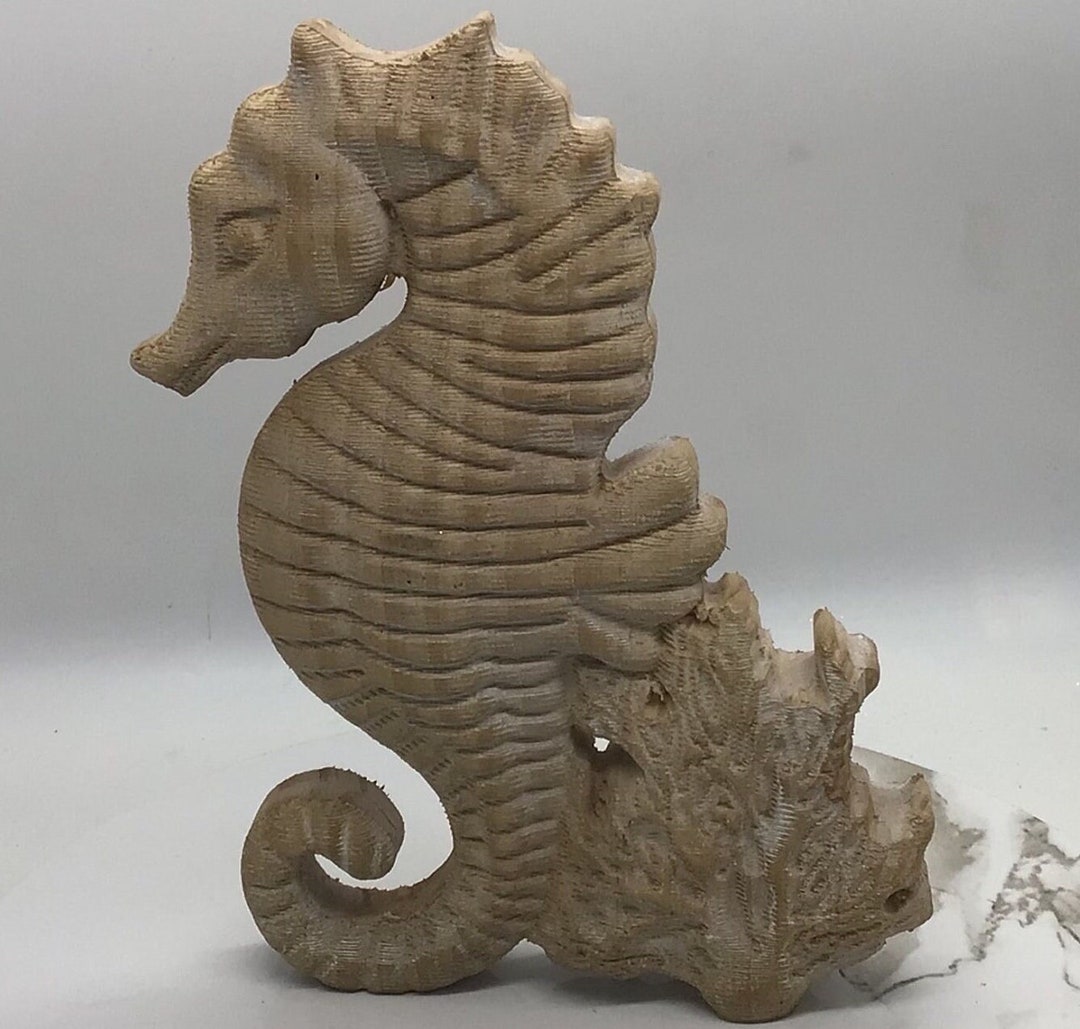 One Seahorse Statue I Coastal Seahorse Lover I Wooden Seahorse Statue ...