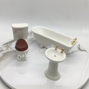 Miniature Bathroom Set I Dollhouse Miniature Bathroom I Miniature White ...