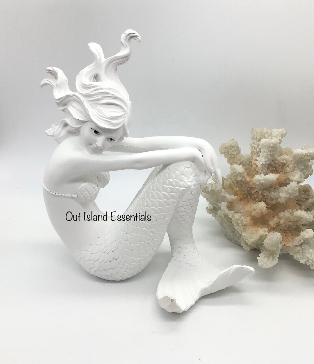 Curled up Mermaid Statue Crazy Hair Mermaid Decoration Fancy Mermaid ...