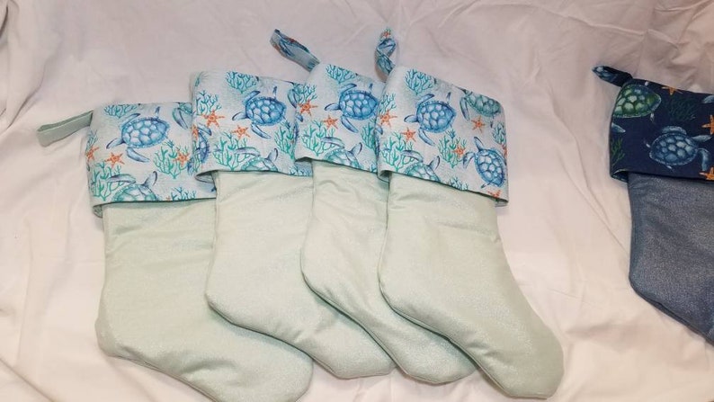 Turtle Christmas Stockings I Turtle Quilted Christmas Stocking I Beachy ...