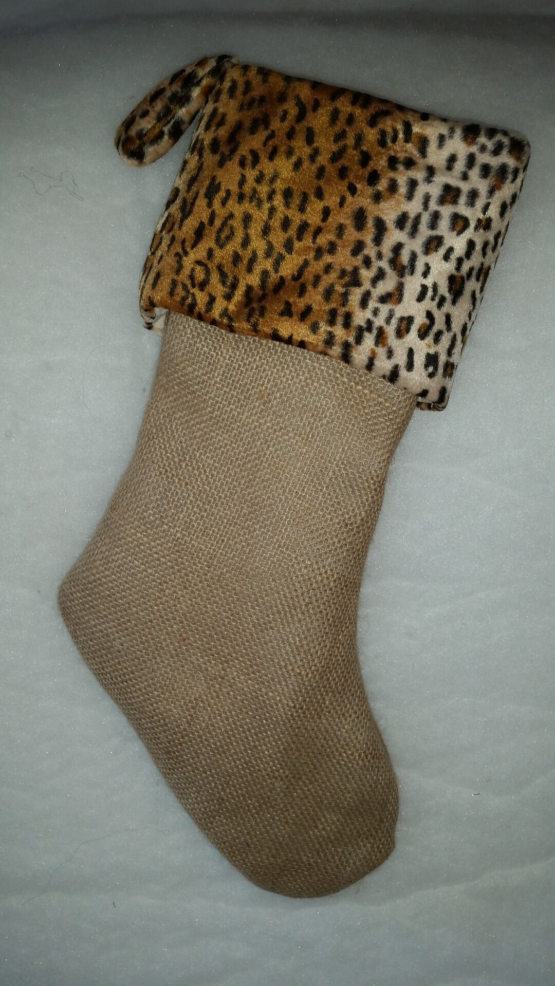 SALE 60% off Natural Burlap Christmas Stocking With Faux Cheetah Skin ...