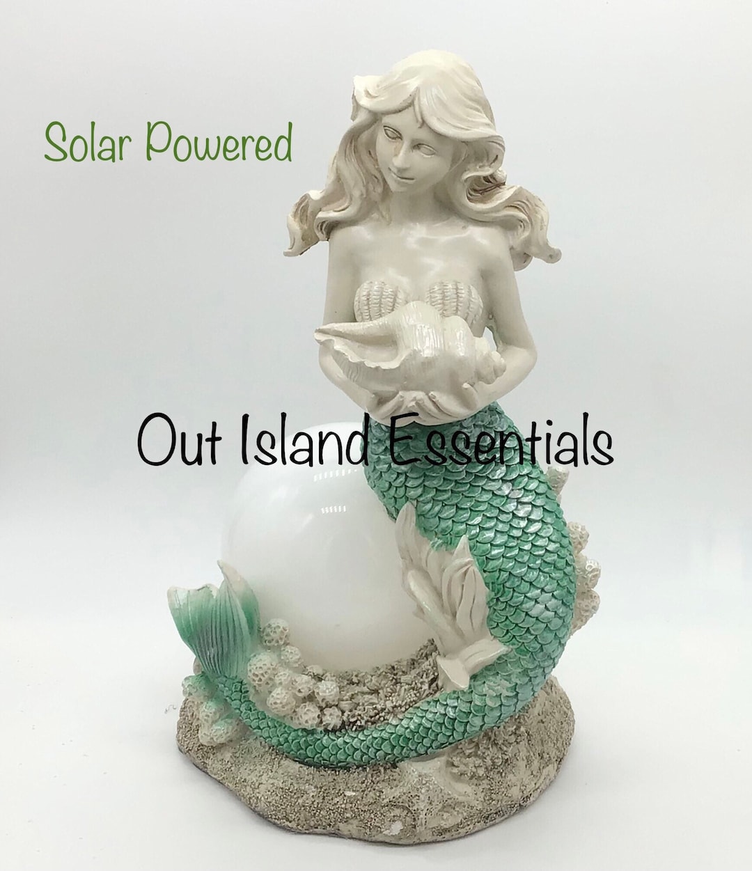 Solar Light Mermaid I Mermaid on Coral I Mermaid Statue I Relaxed Solar ...