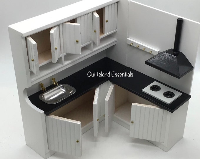 Miniature Kitchen Fridge & Cabinet I Dollhouse Miniature White Fridge ...