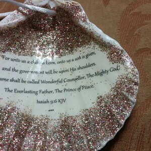 Seashell Christmas Ornament, Bible Verse Christmas Ornament, Isaiah 9V6 ...
