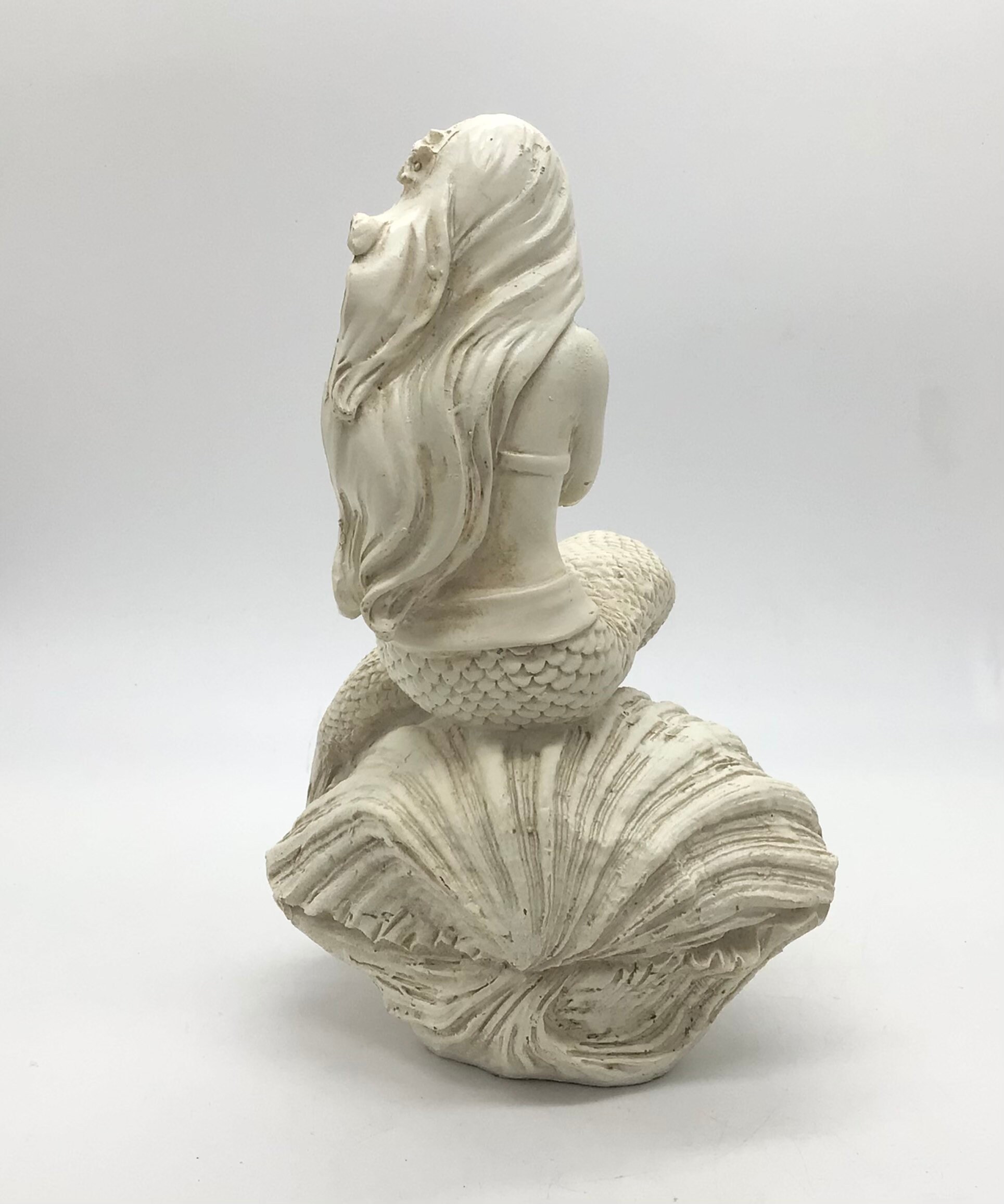 Mermaid on A Clam Statue Mermaid Decoration Daydreaming - Etsy