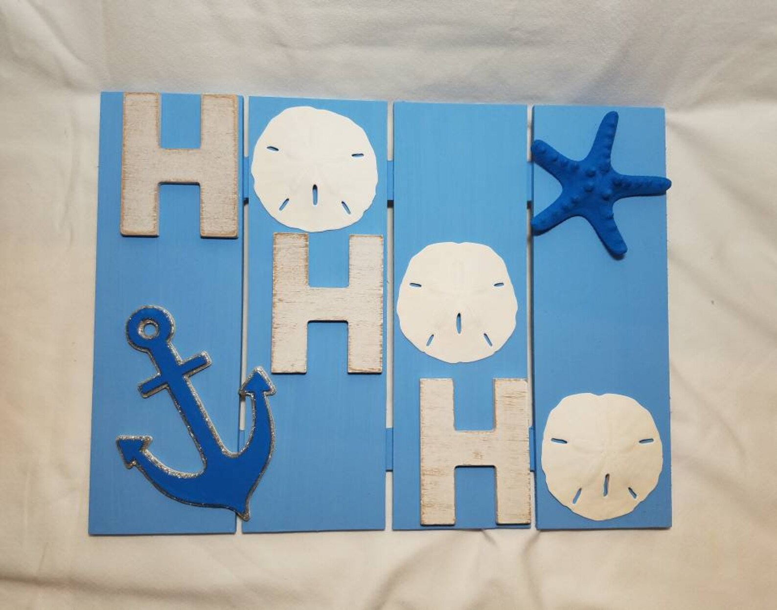 Blue Ho Ho Ho Sign Coastal Christmas Decor Sign Coastal - Etsy