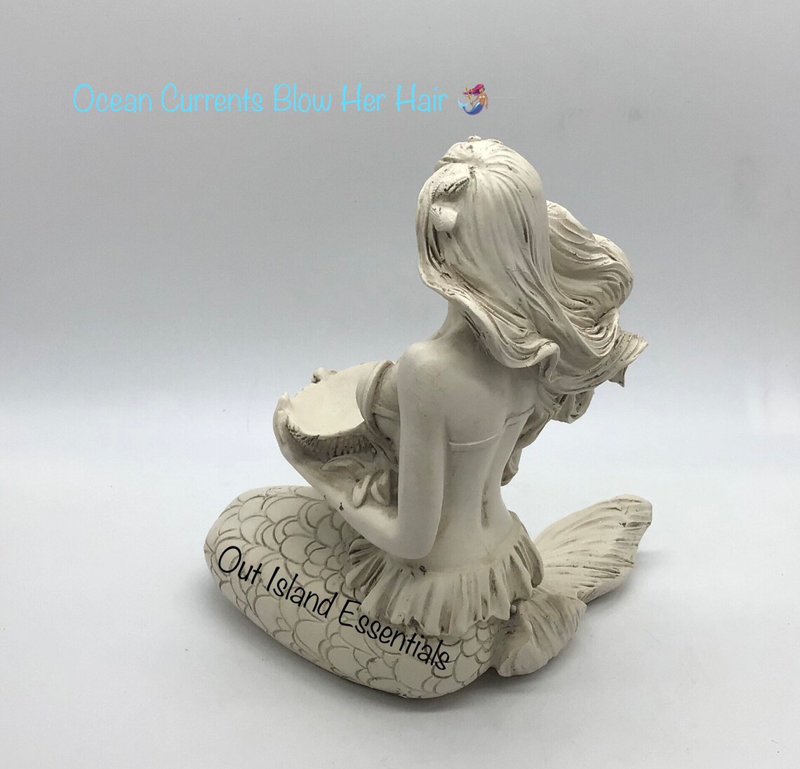 Mermaid Holding Clam Statue | Mermaid Decoration | Daydreaming Mermaid ...